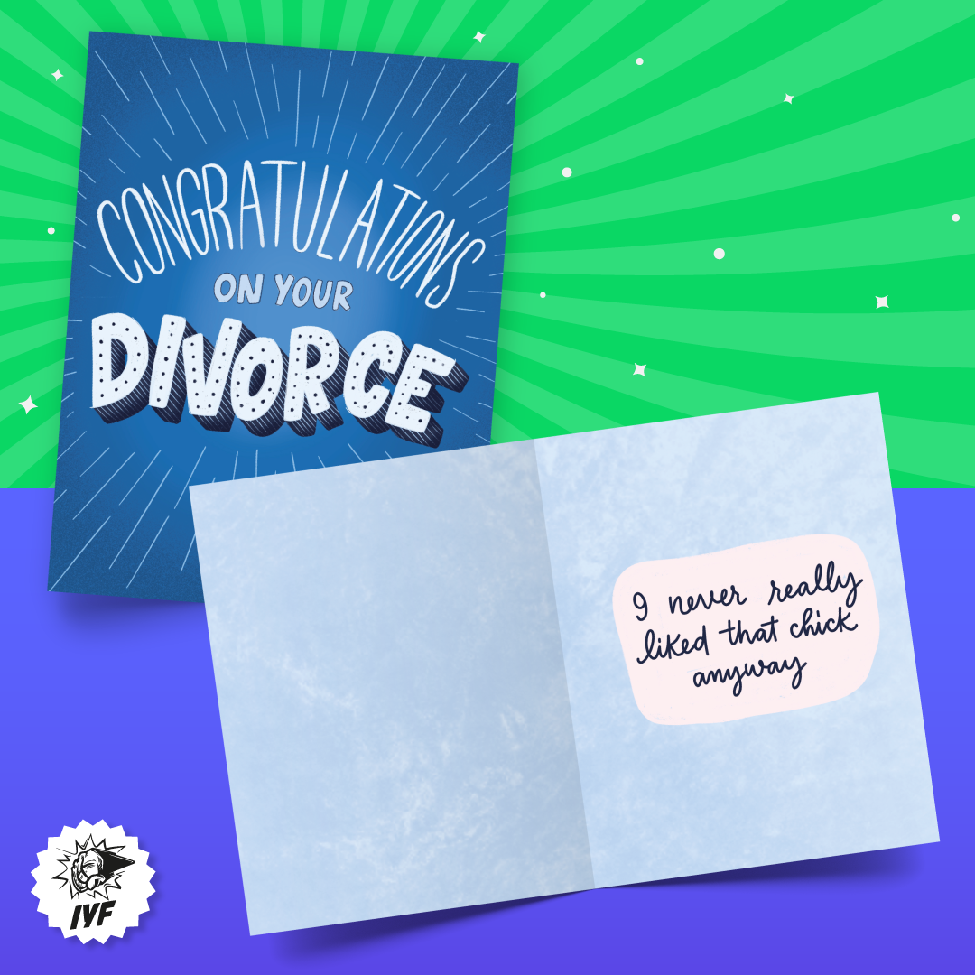 Congrats on Divorce Him – Oversized Divorce Card – InYourFace Designs