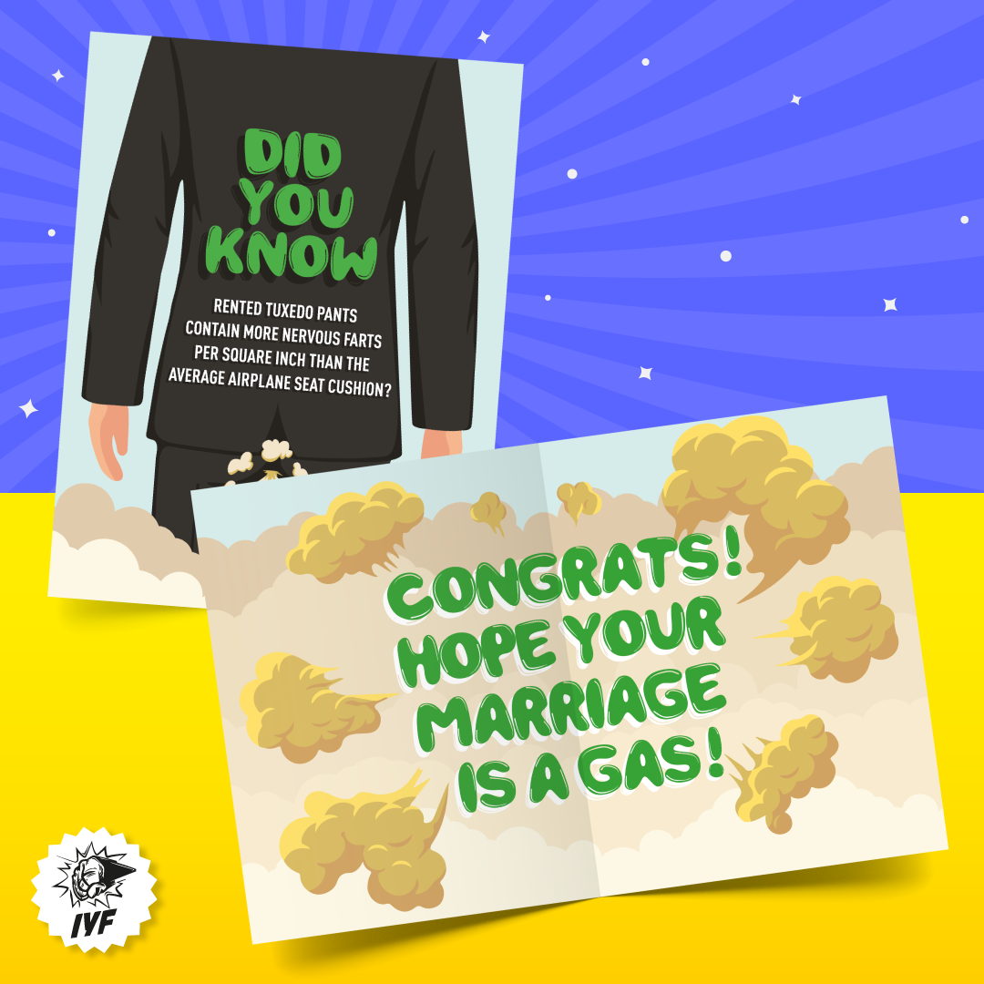 Nervous Groom Farts – Oversized Wedding Card – InYourFace Designs